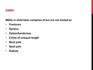 MSD 2 Child labour. The effects of child labour | PPT