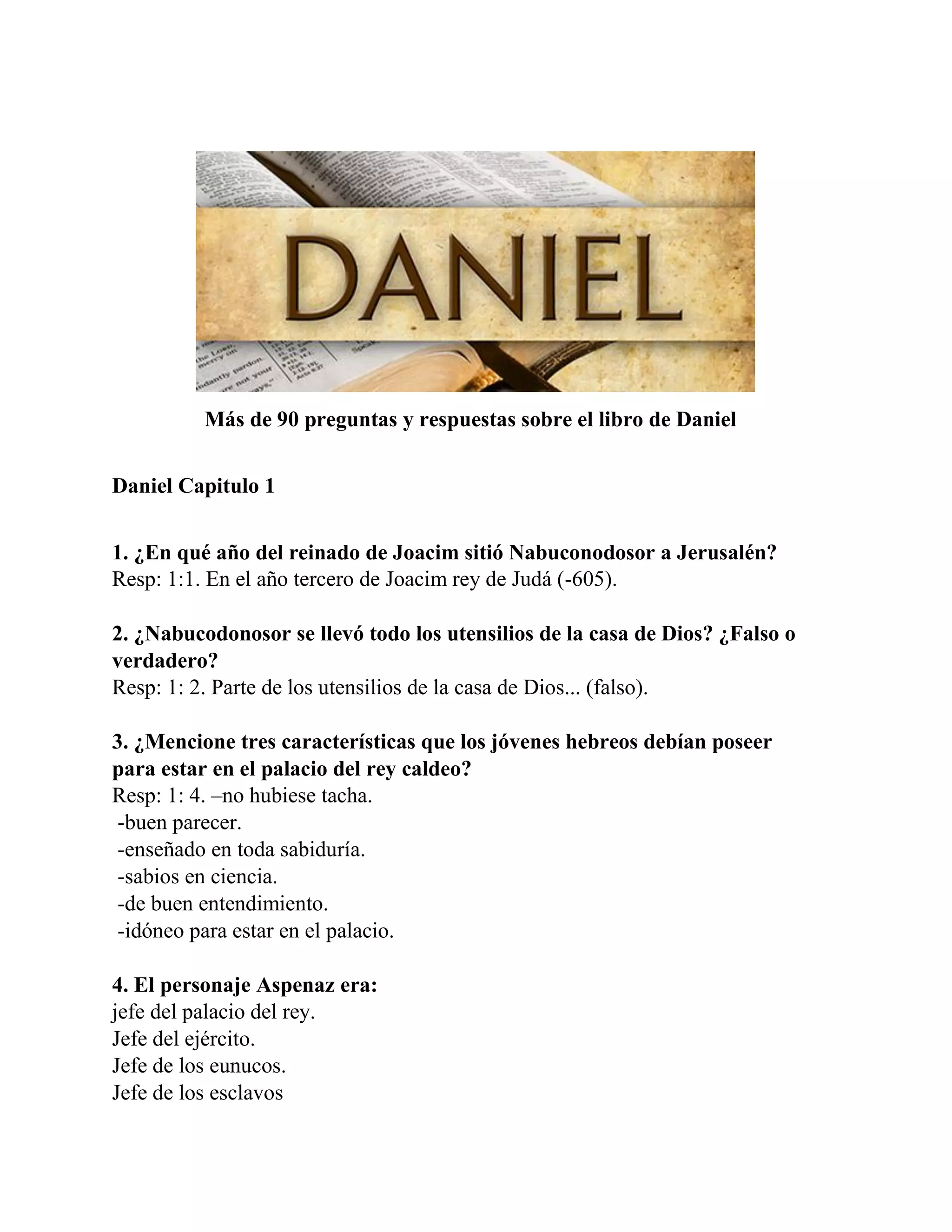 Más de 90 preguntas y respuestas sobre el libro de daniel | PDF