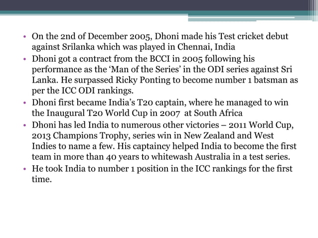 Ms dhoni | PPTX