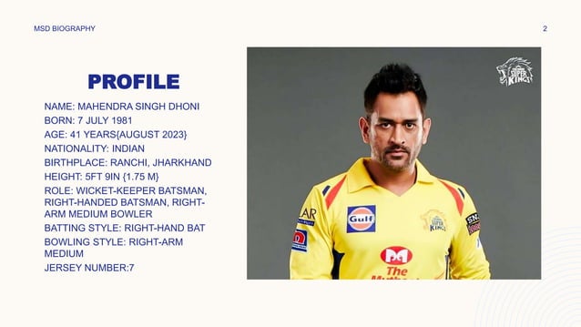 MS DHONI.pptx | Cricket | Sports