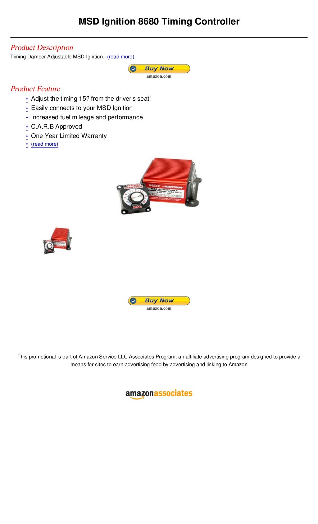 Msd ignition 8680 timing controller