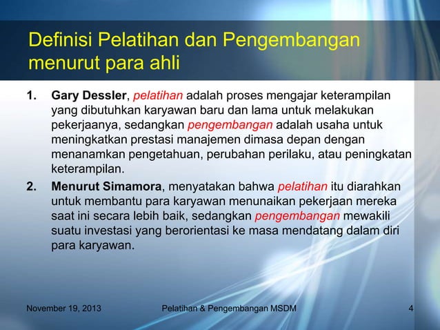 Msdm pelatihan dan pengembangan | PPTX