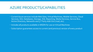 MSDN Benefits for Azure DevTest | PPTX