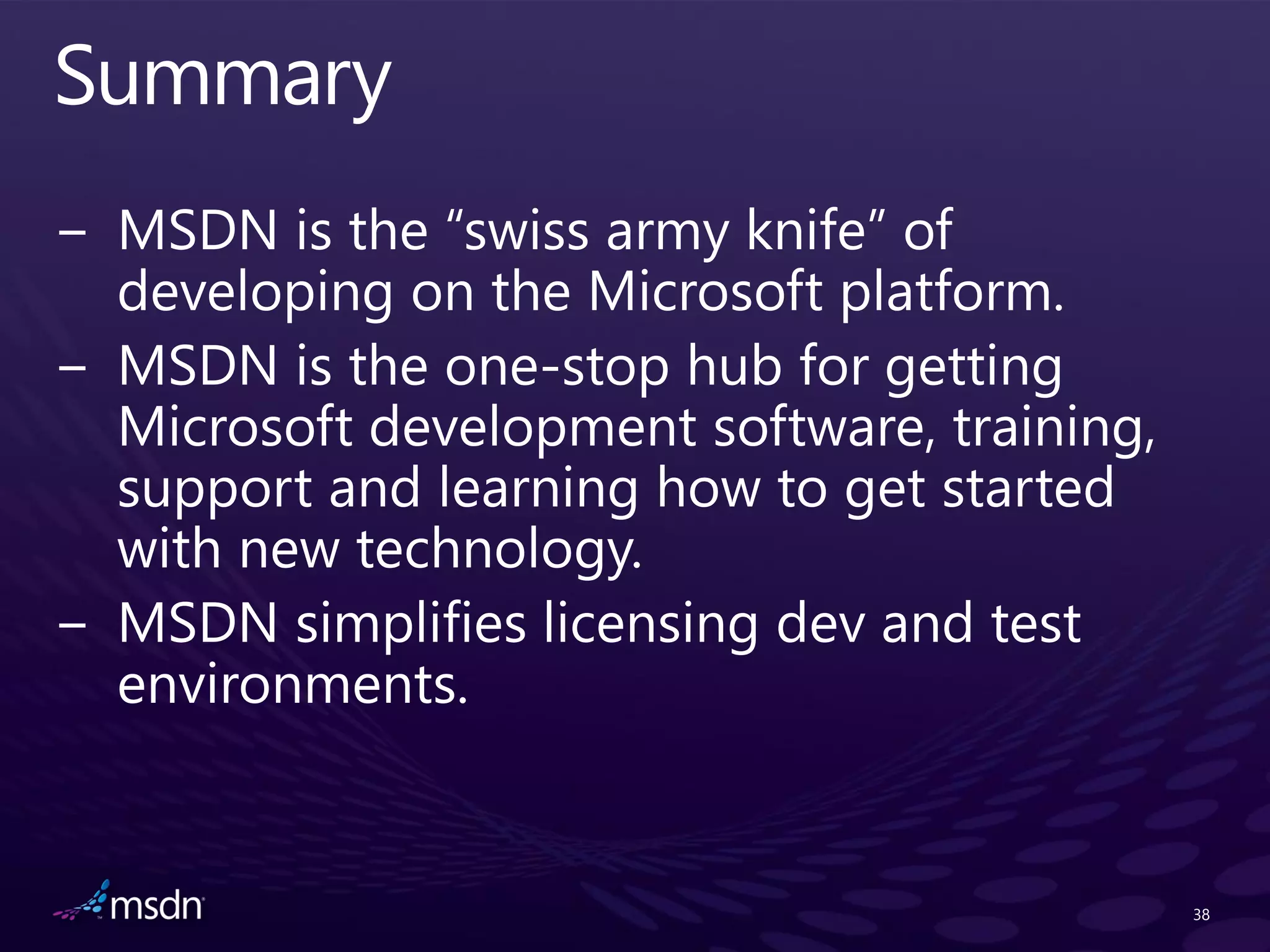 Msdn Benefits and Overview | PPT