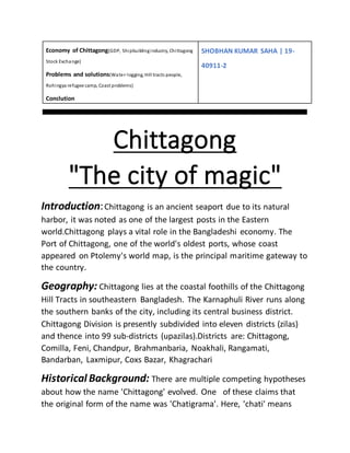 Brief Dicussion on Chattrogram division | PDF