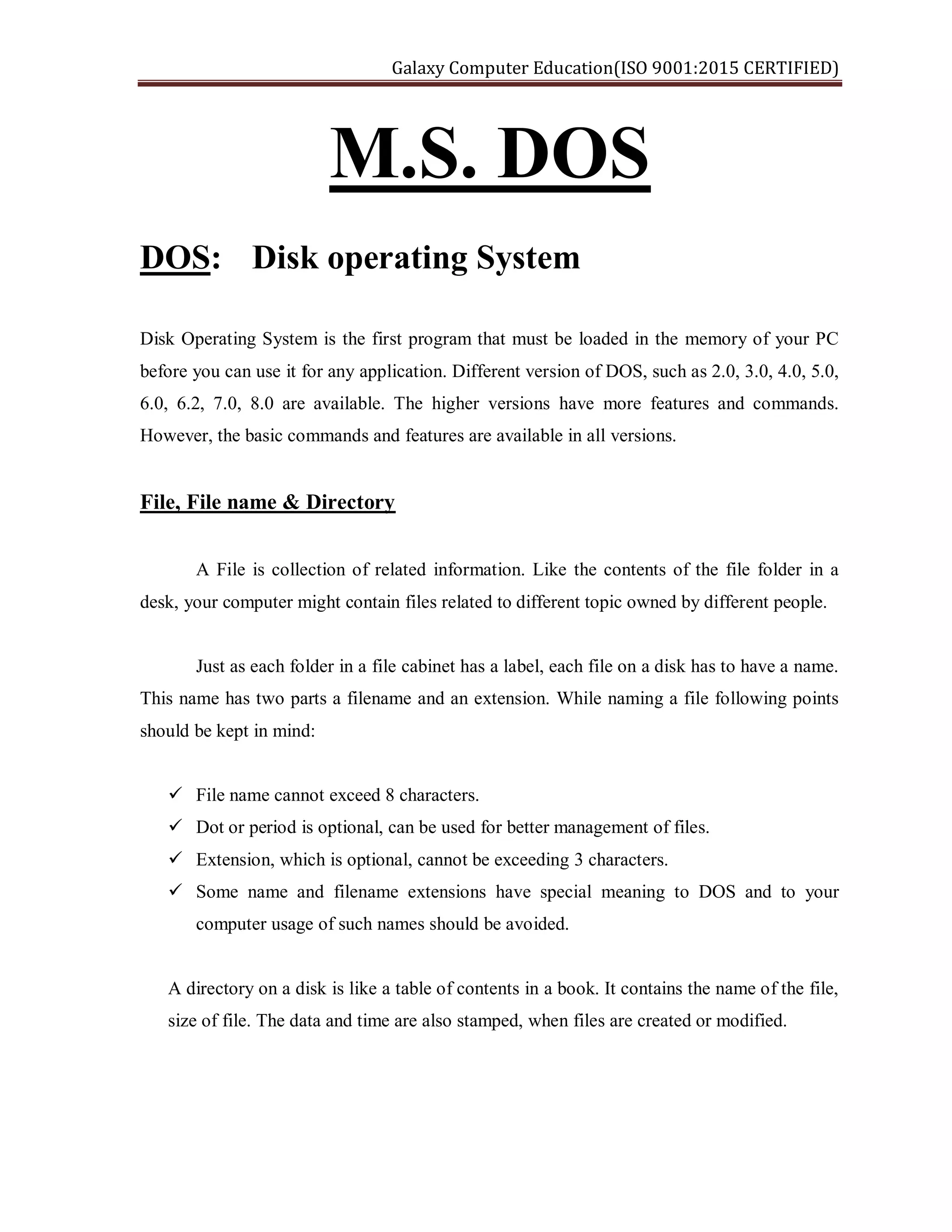 Ms dos full explanation | PDF