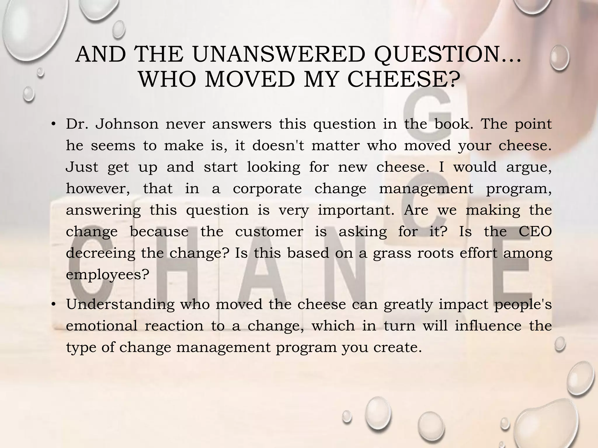 Who Moved My Cheese ppt | PPTX