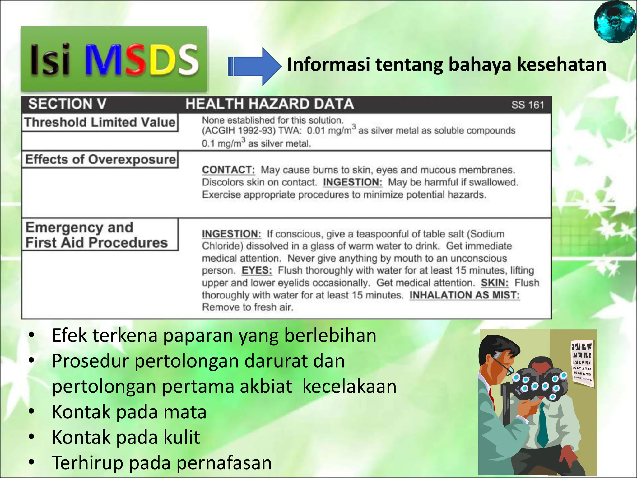 Pengenalan mengenai MSDS di lingkungan kerja | PPT