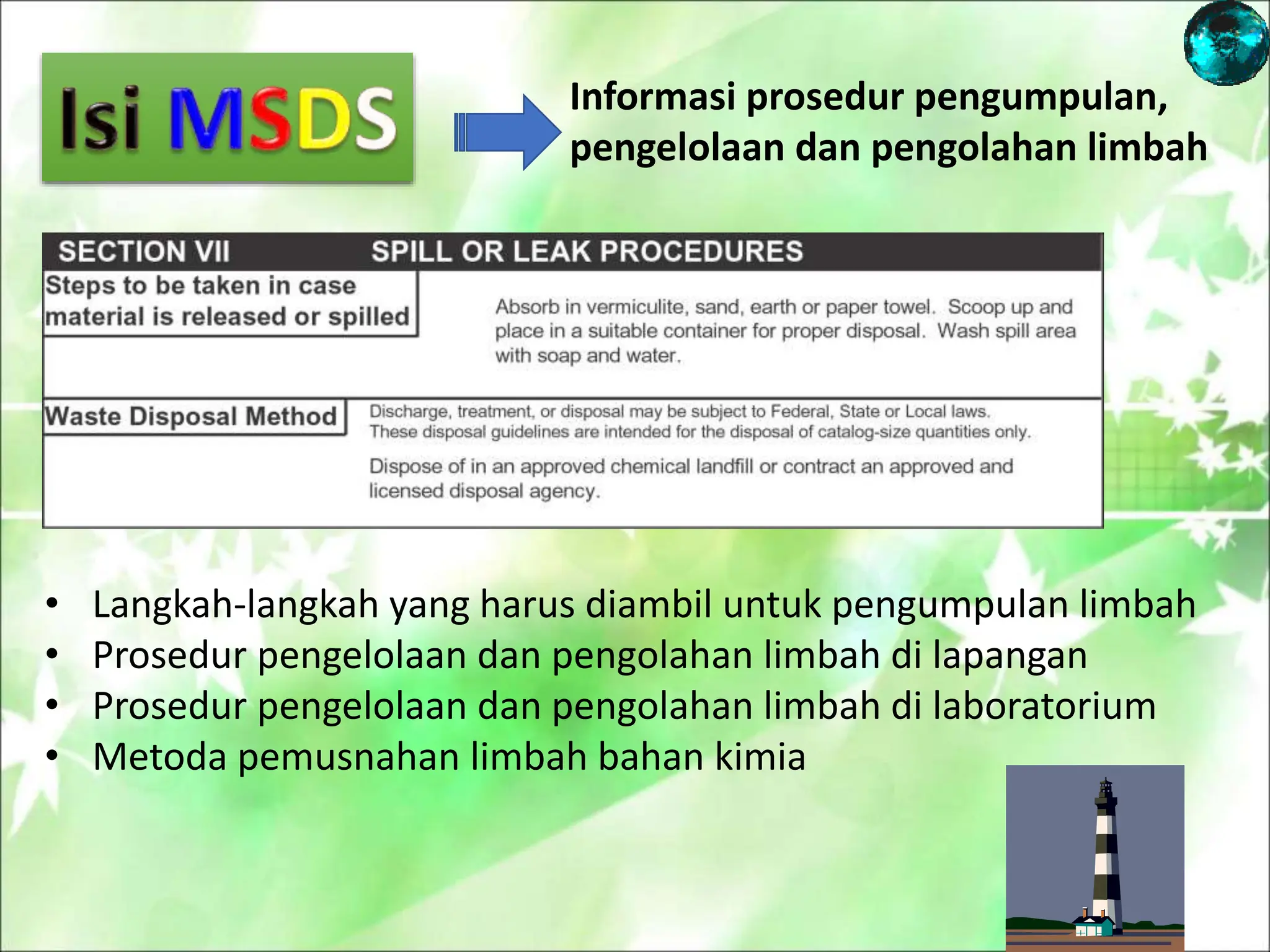 Pengenalan mengenai MSDS di lingkungan kerja | PPT