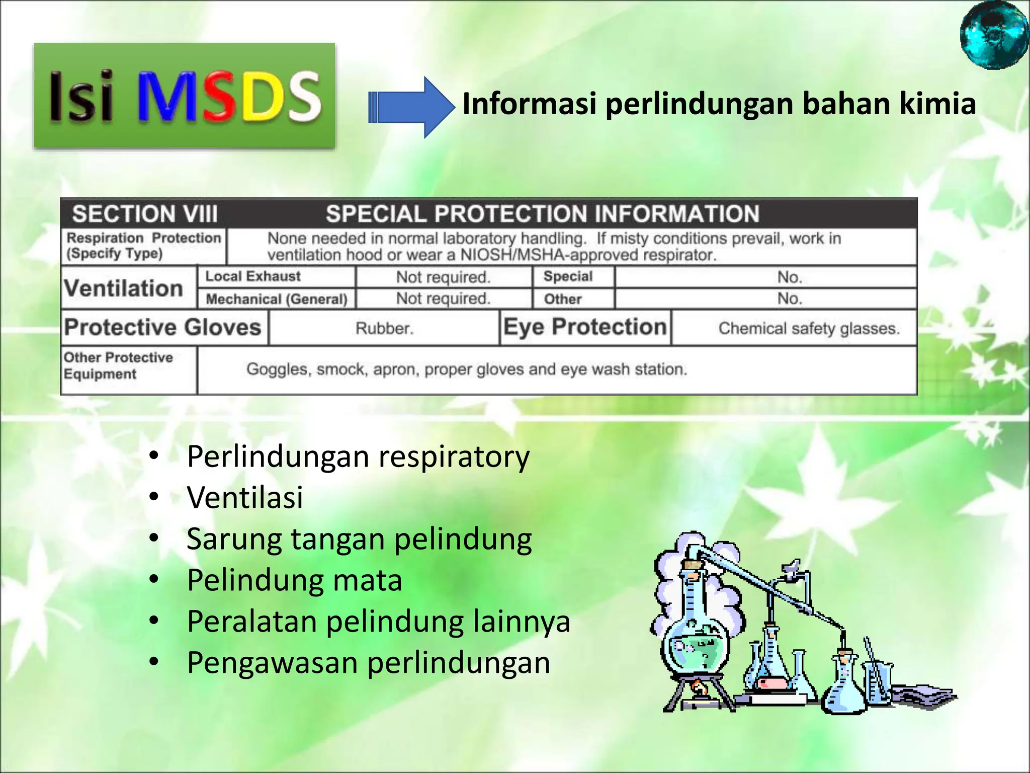 Pengenalan mengenai MSDS di lingkungan kerja | PPT