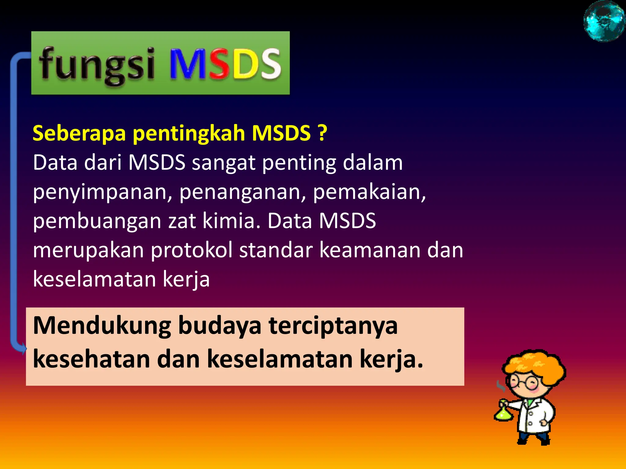 Pengenalan mengenai MSDS di lingkungan kerja | PPT