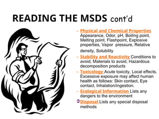 msds for chemical safety on workplace ppt | PPT