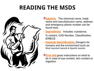 msds for chemical safety on workplace ppt | PPT