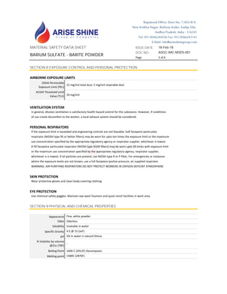 Barite MSDS - ASGC-IMC-MSDS-001 | PDF