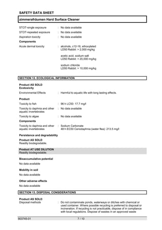 zimmer aufraumen hard surface cleaner concentrate SDS | PDF