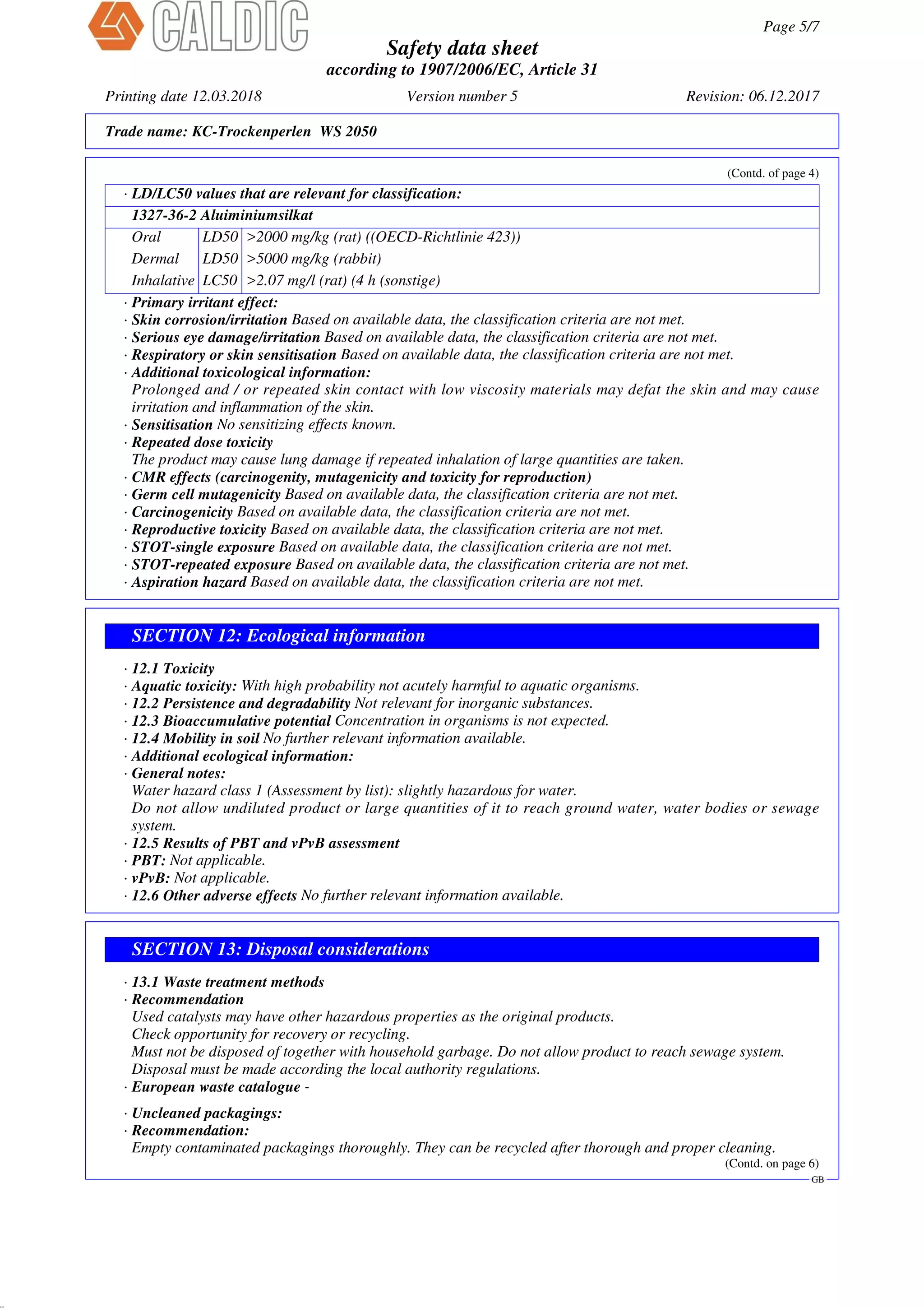 Msds kc desiccant granules ws-eng 147-24357 | PDF