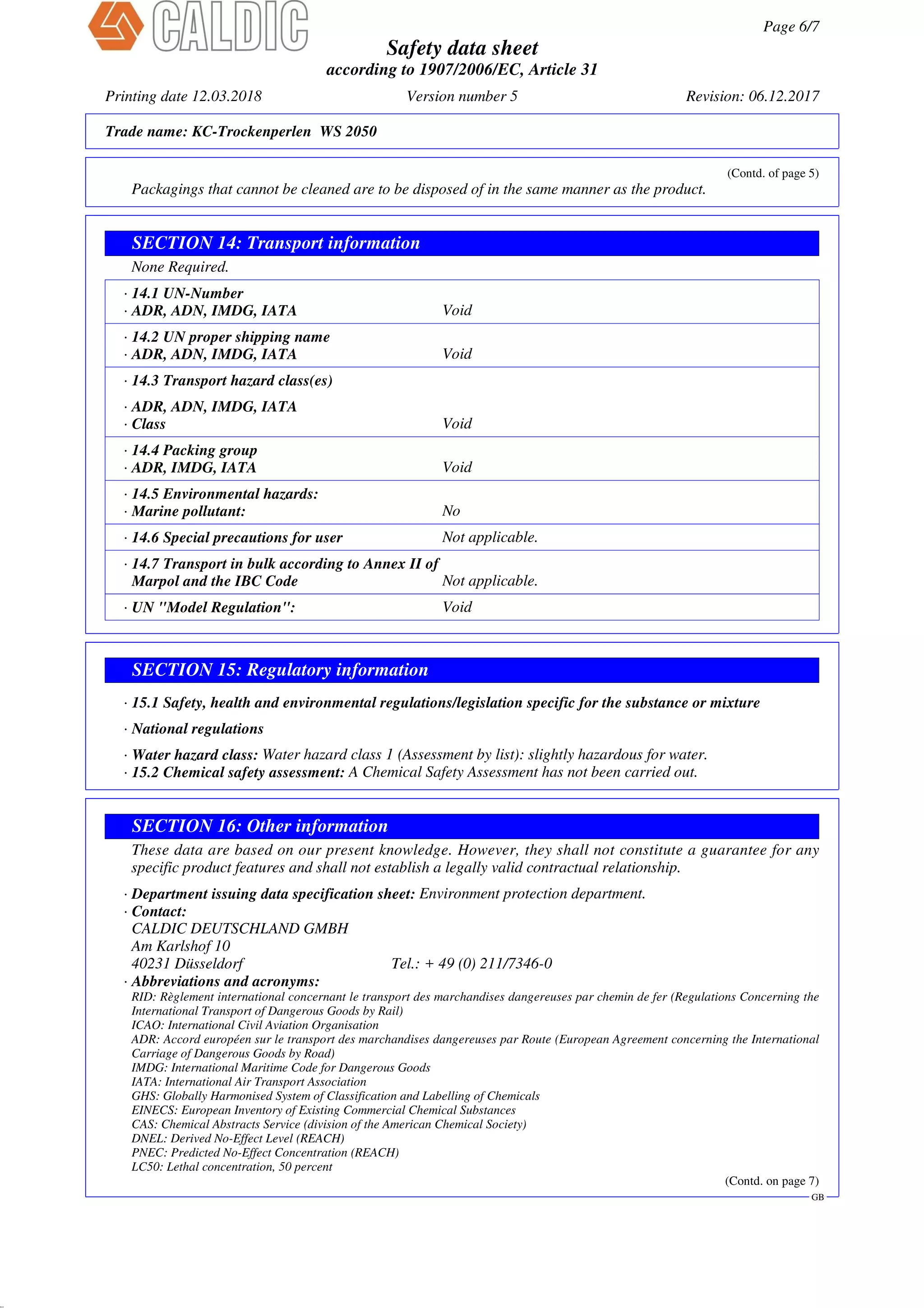 Msds kc desiccant granules ws-eng 147-24357 | PDF
