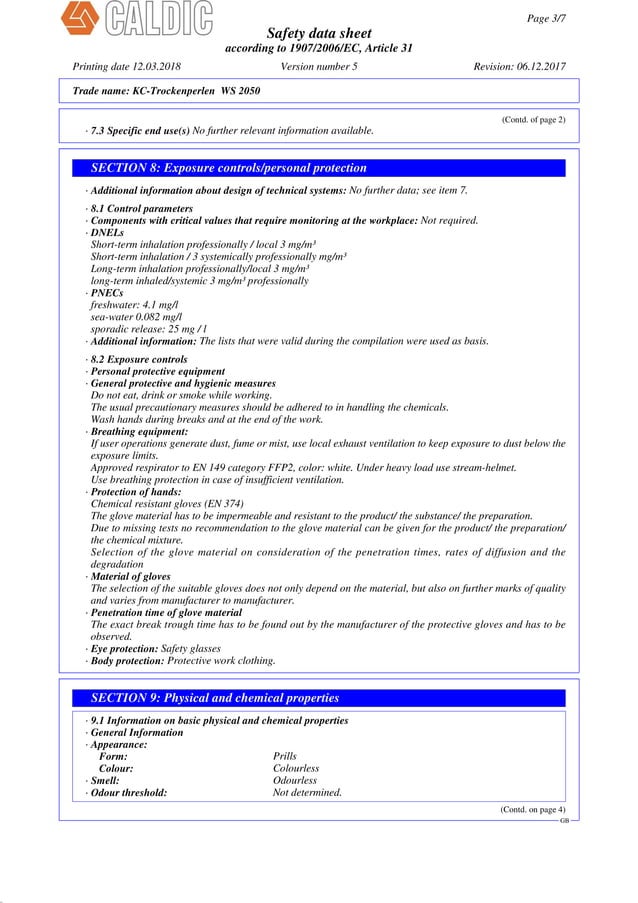 Msds kc desiccant granules ws-eng 147-24357 | PDF | Lung and ...