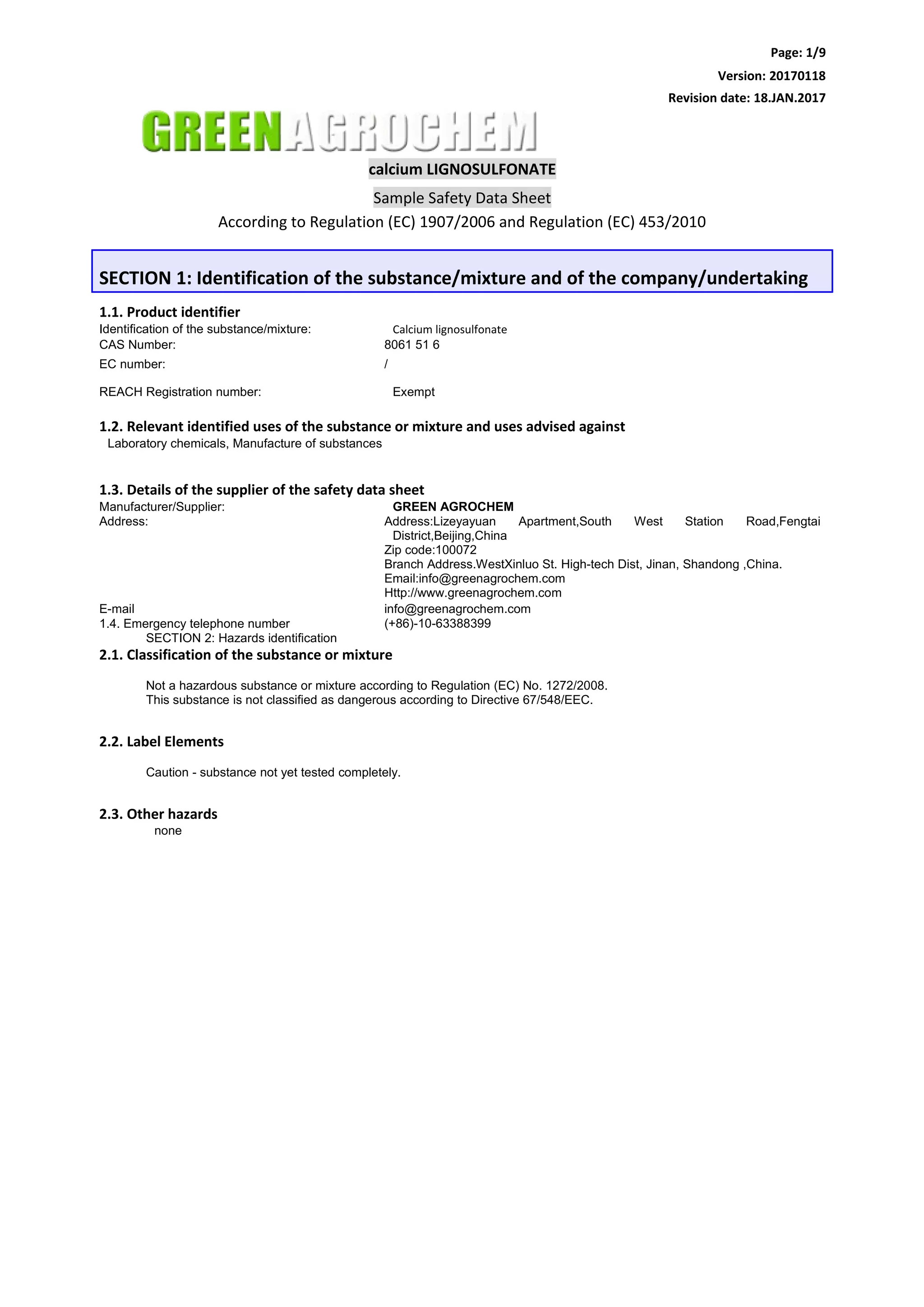 Msds magnesium lignosulfonate | DOC
