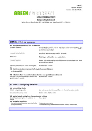 Msds magnesium lignosulfonate | DOC | First Aid | Injuries