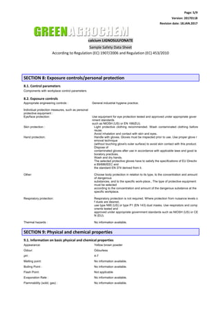 Msds magnesium lignosulfonate | DOC | First Aid | Injuries