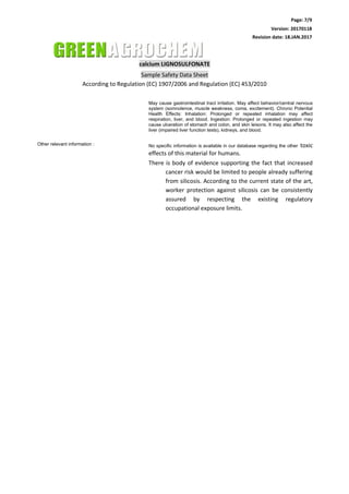 Msds magnesium lignosulfonate | DOC | First Aid | Injuries