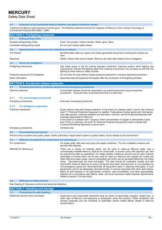MSDS Silvery White Liquid Mercury Hg | PDF