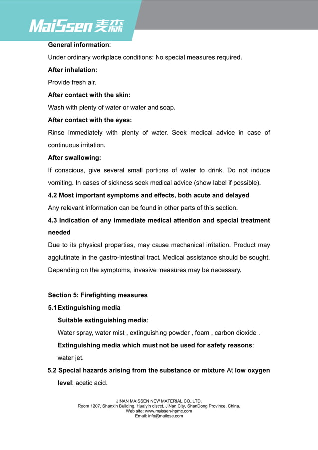 MSDS of redispersible polymer powder | PDF