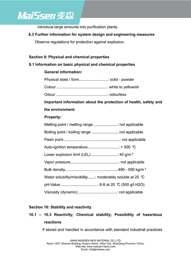 MSDS of redispersible polymer powder | PDF
