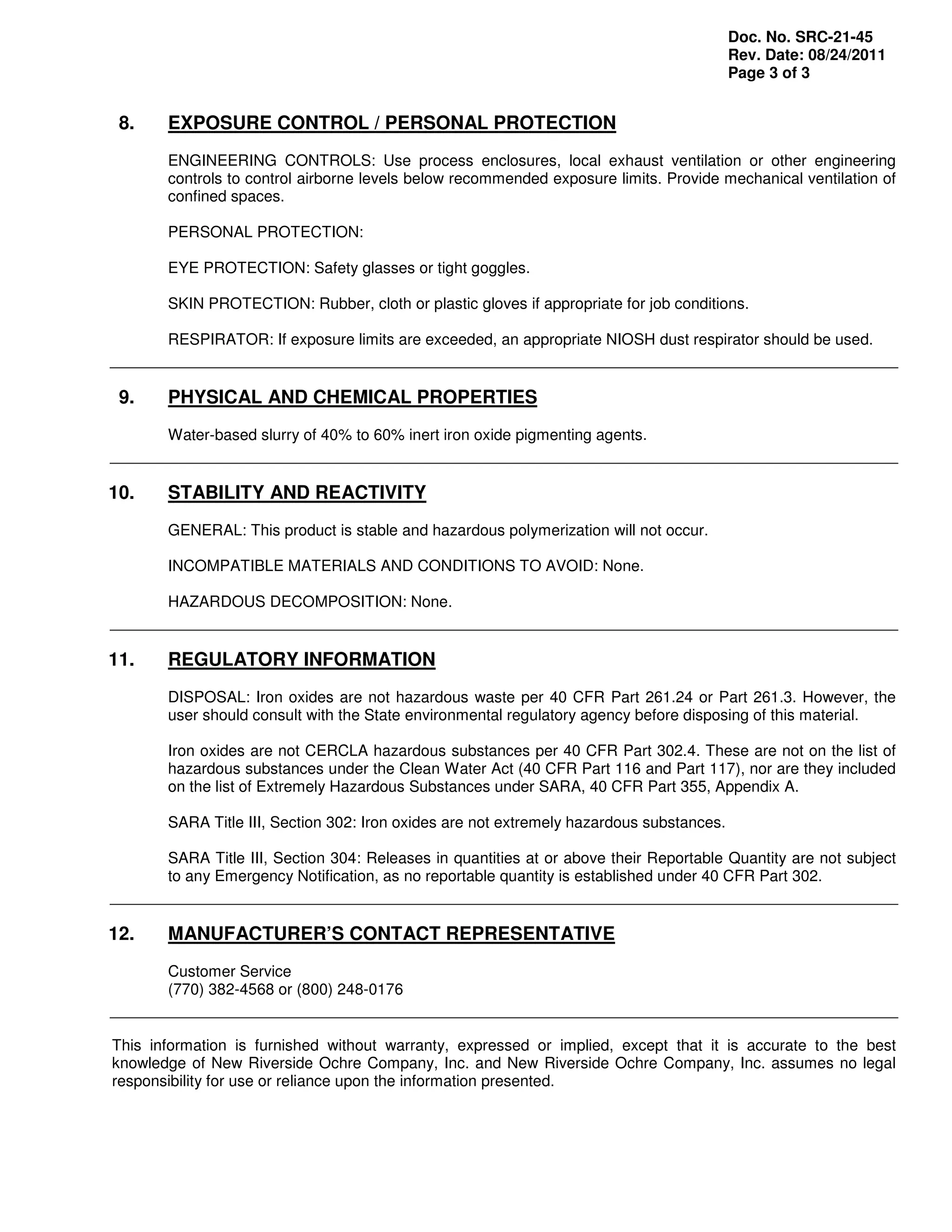 NROchre: MSDS - Red Mulch Slurry Standard | PDF