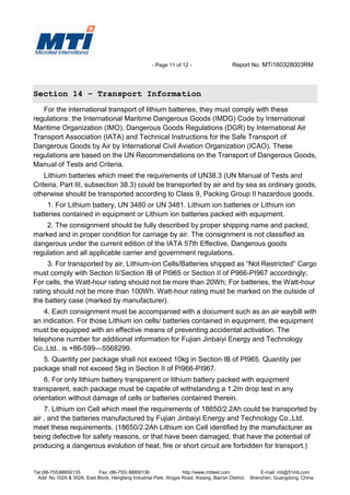 MSDS 18650 Lithium Ion Cell Battery Product Safety Document | PDF