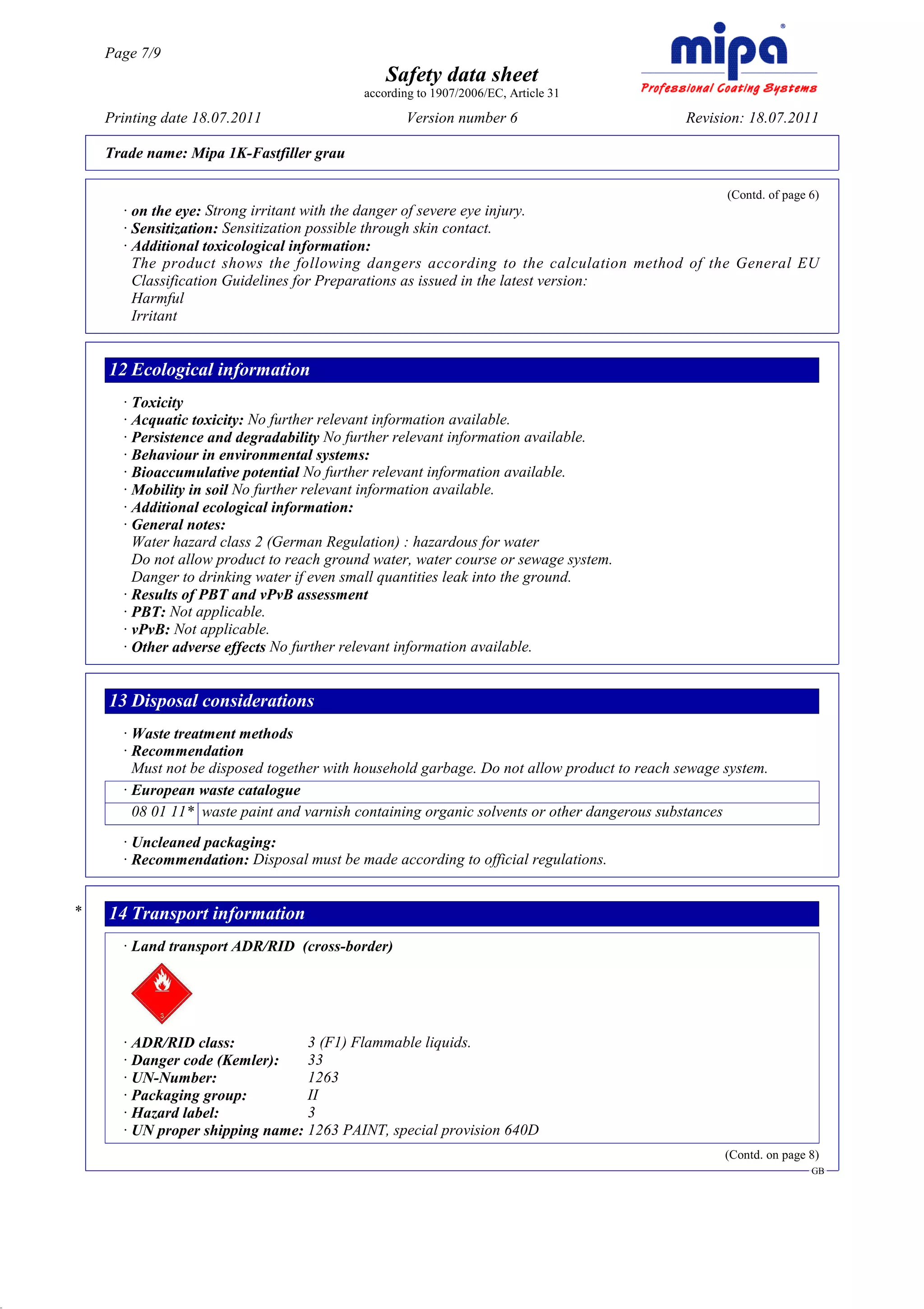 Msds 1 k fastfiller | PDF