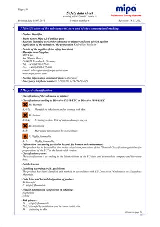 Msds 1 k fastfiller | PDF