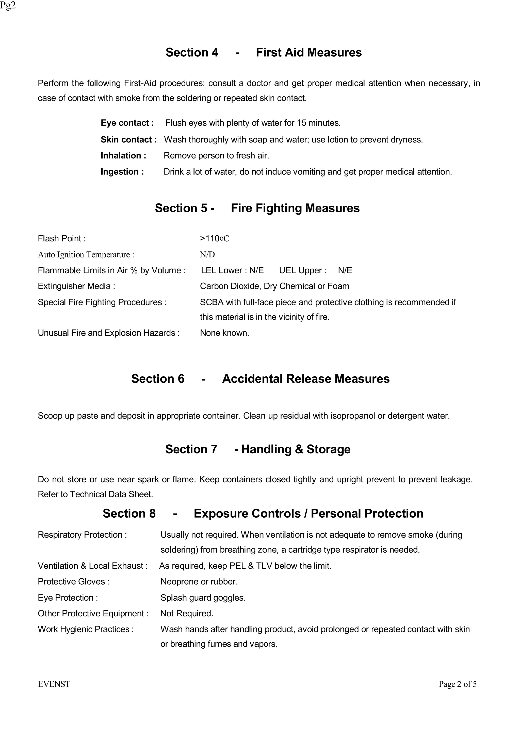Msds solder paste VD2001G | PDF | Lung and Respiratory Health | Diseases and Conditions