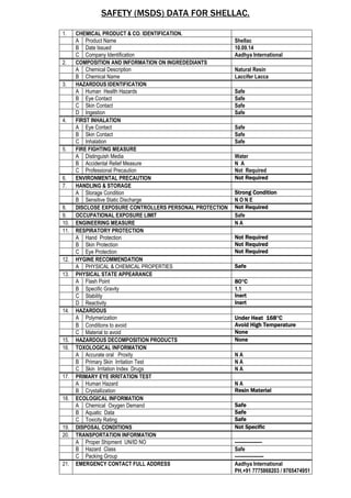Msds aadhya shellac | PDF