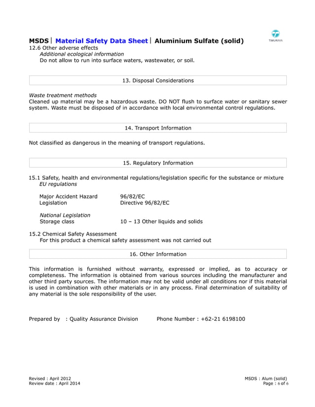 msds Aluminum_Sulphate_Solid.pdf | First Aid | Injuries