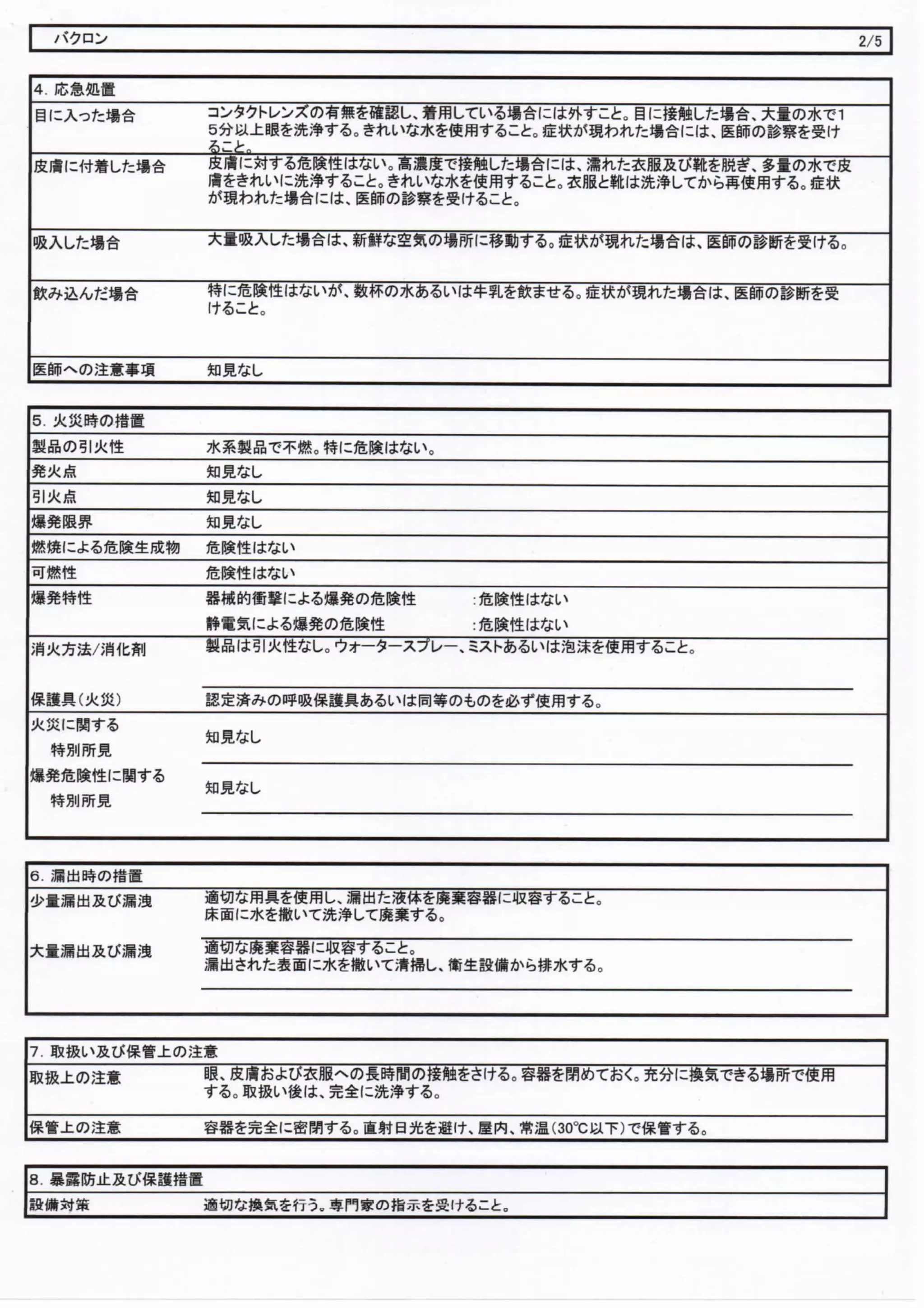 Msds bacron japanese | PDF