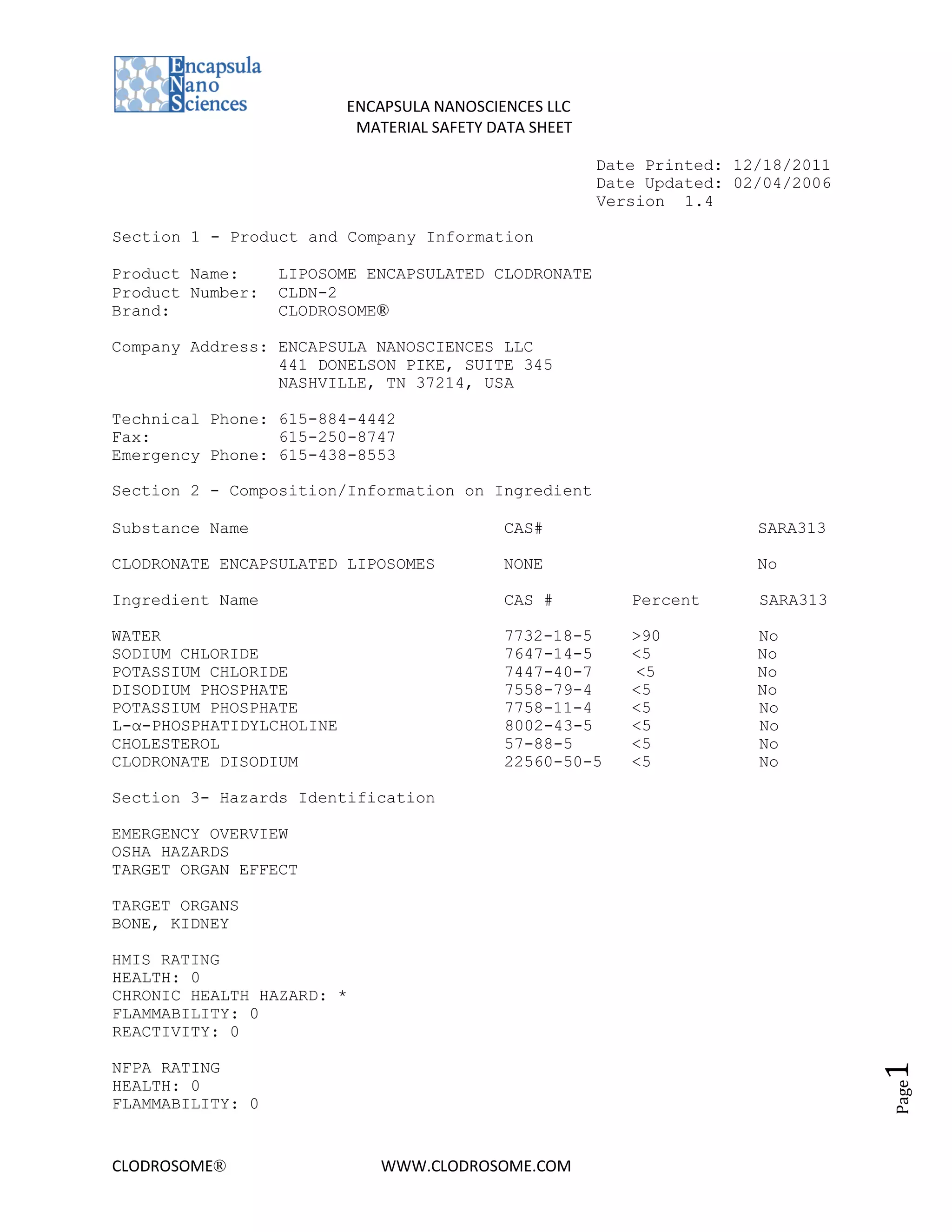 MSDS Clodrosome_Clodronate encapsulated liposome_ Encapsula ...