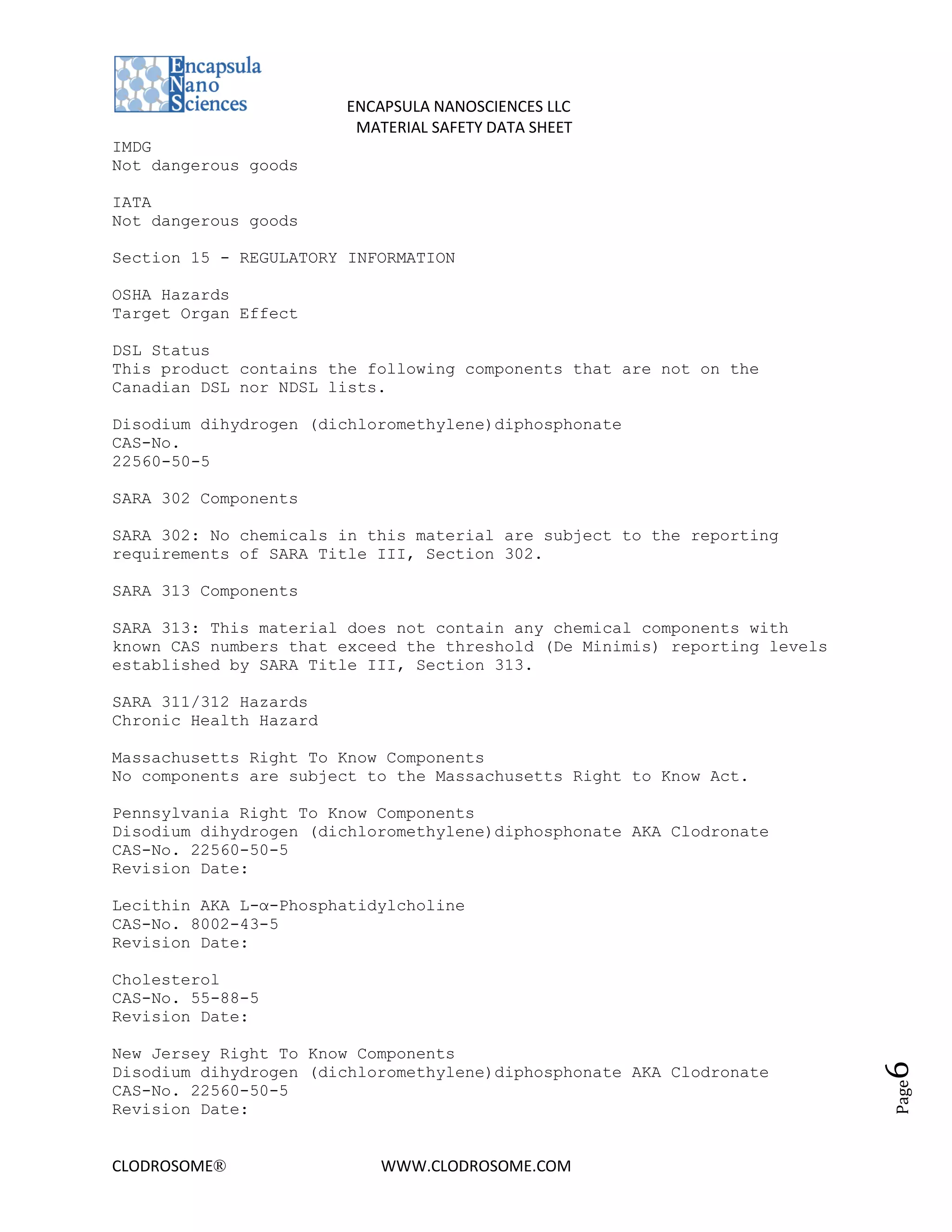 MSDS Clodrosome_Clodronate encapsulated liposome_ Encapsula ...