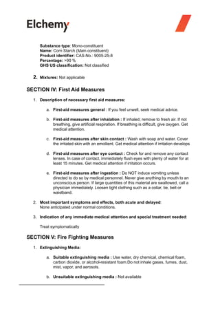 Corn Starch MSDS | Elchemy | PDF