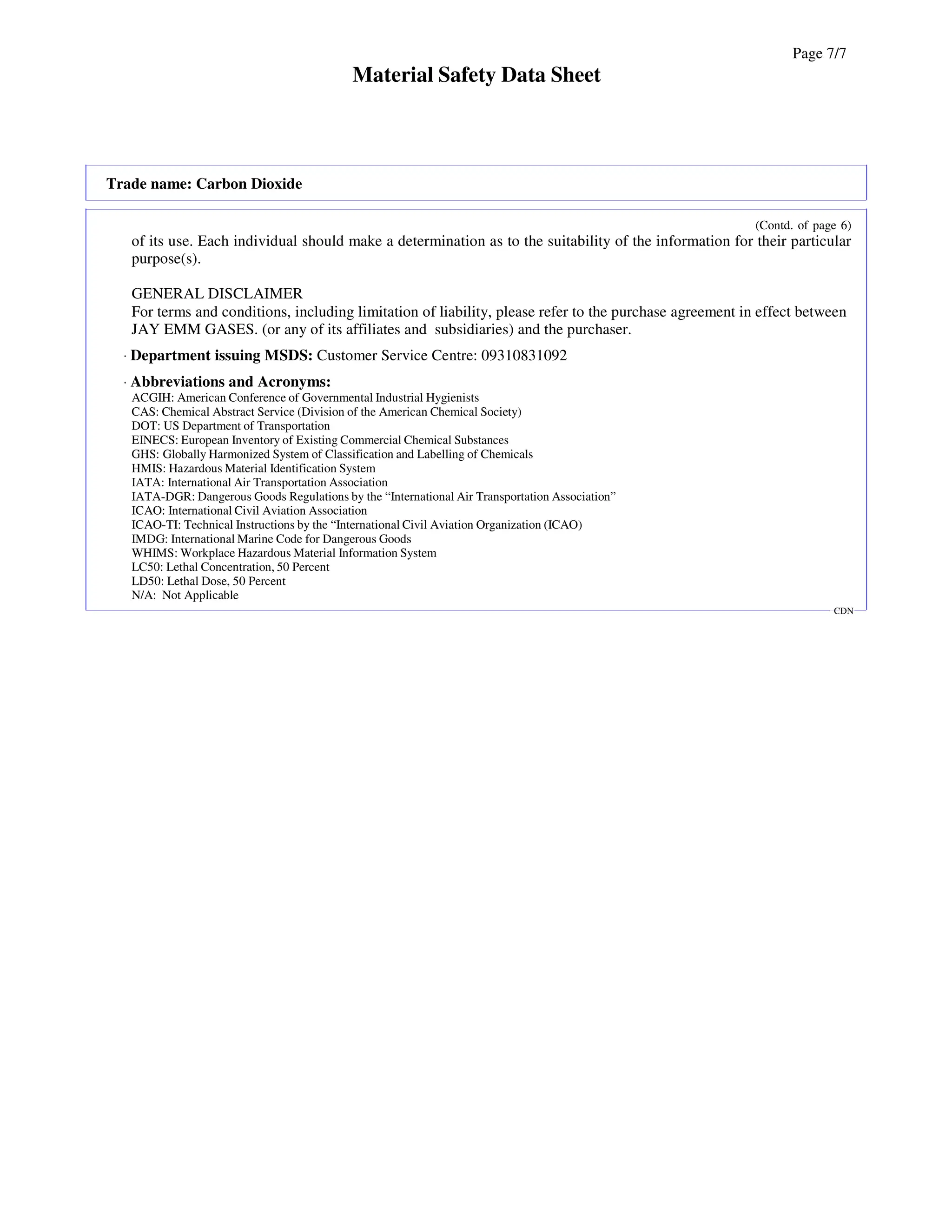 MSDS OF CARBON DIOXIDE GAS, SAFETY PRECAUTION WHILE HANDLING CO2 | PDF