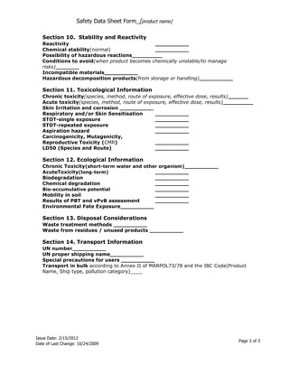 Msds form template connie dello buono 2012 | PDF