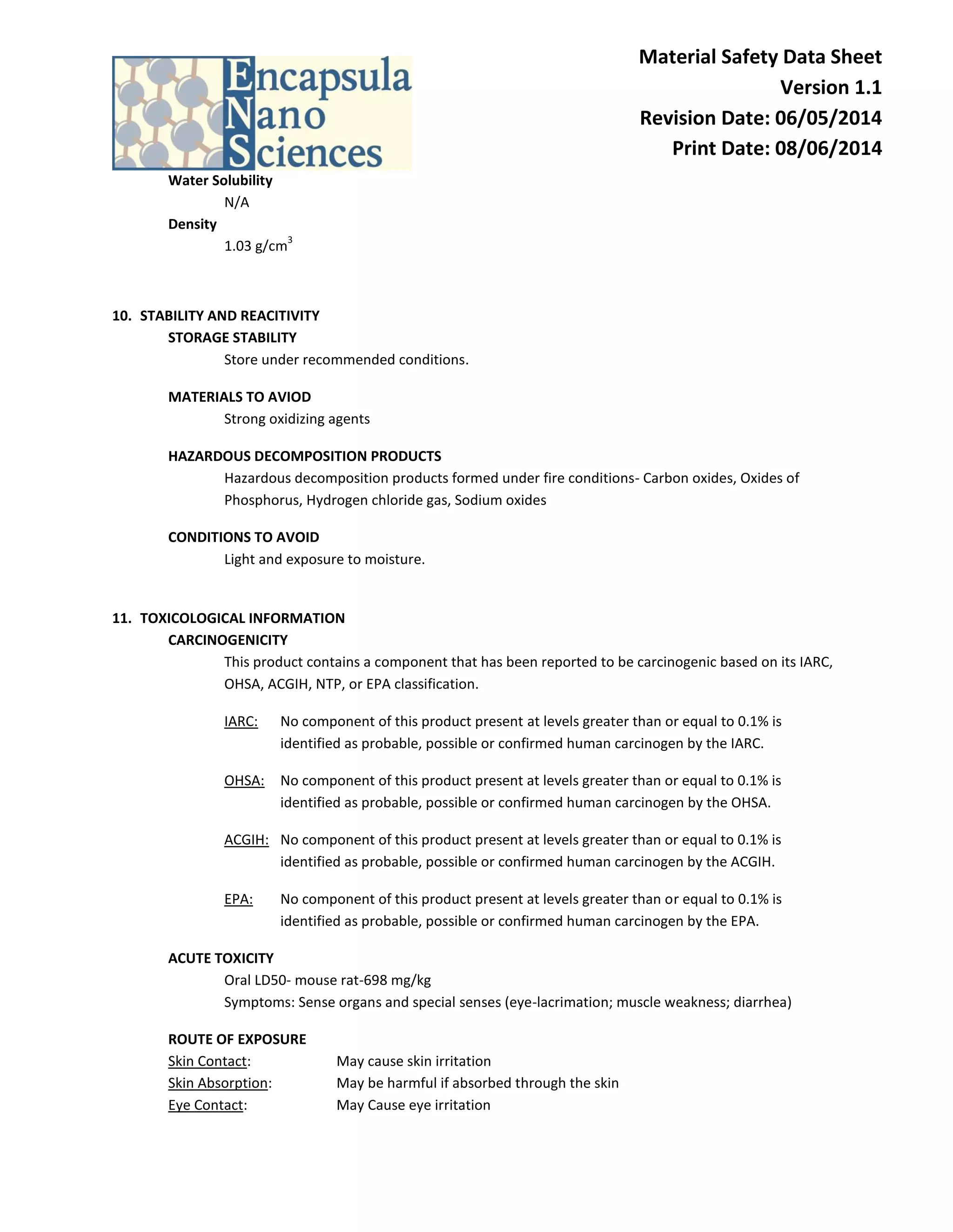 MSDS for PEGylated liposomal Doxorubicin containing carboxylic acid ...
