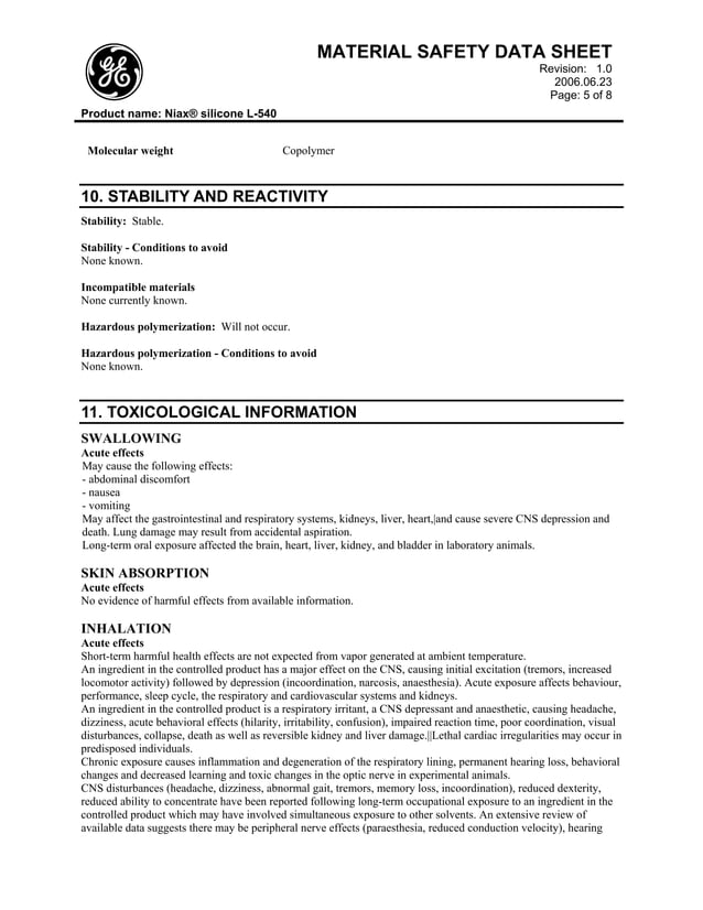 Msds l 540 | PDF | First Aid | Injuries