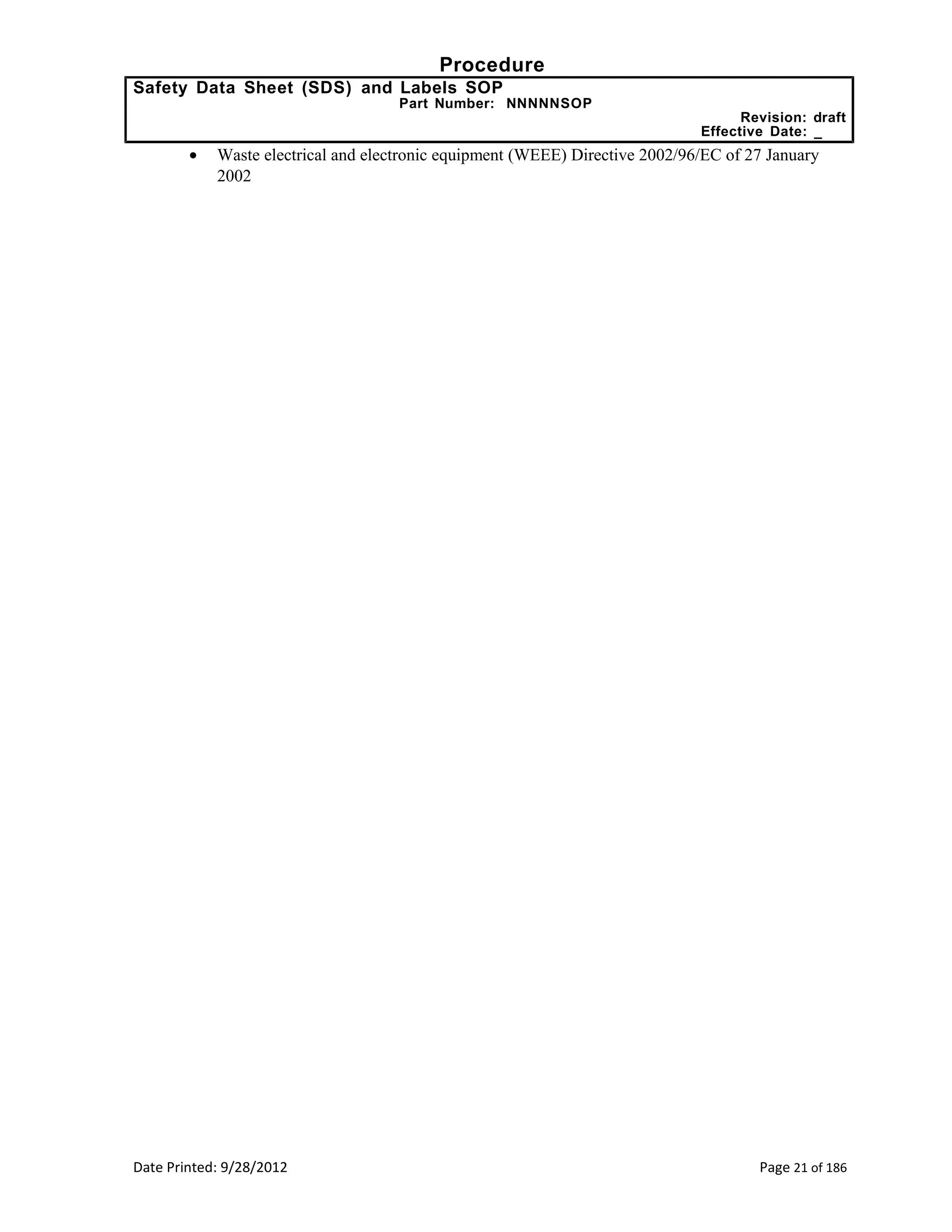 MSDS SDS labelling SOP GHS of classification labelling of chem | DOC