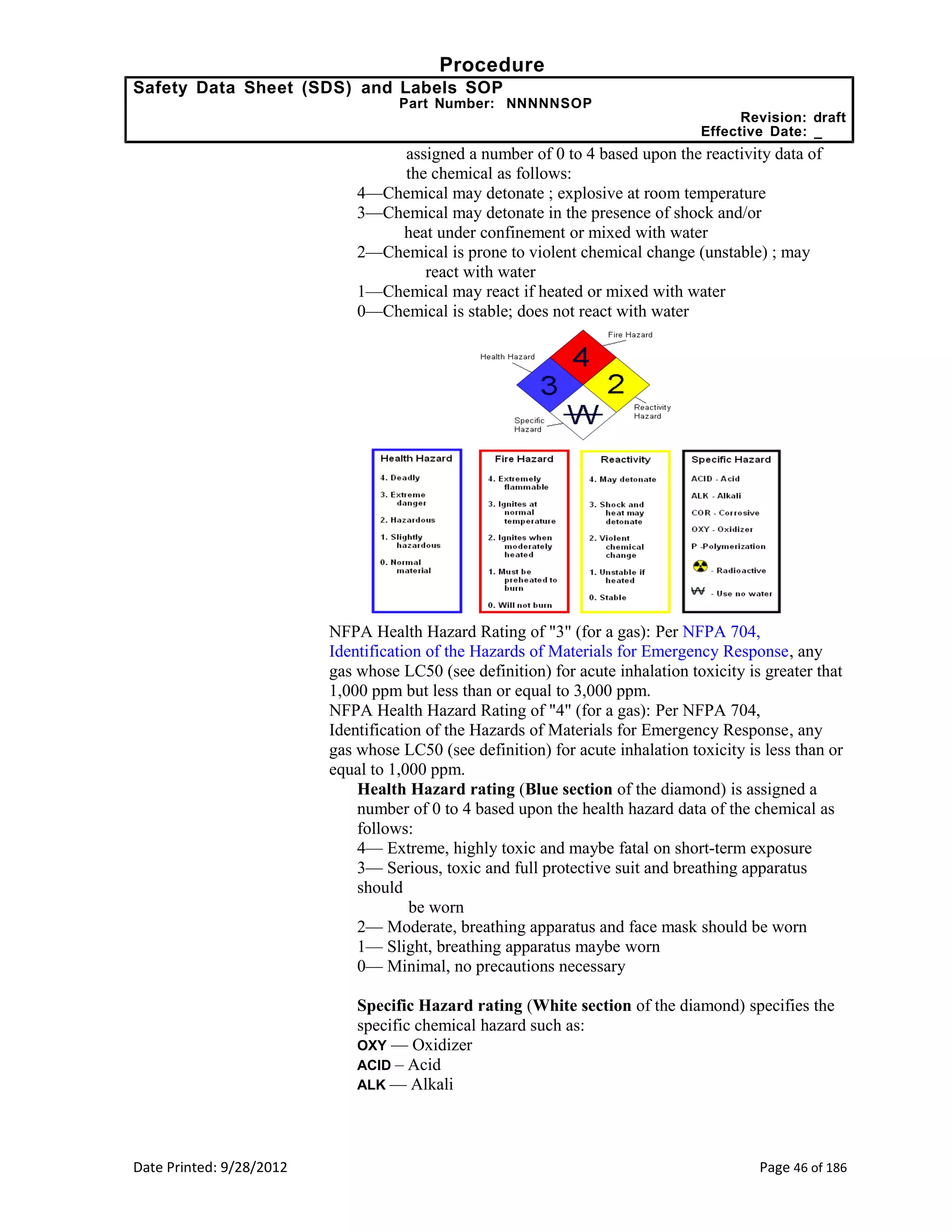 MSDS SDS labelling SOP GHS of classification labelling of chem | DOC