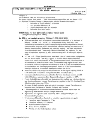 MSDS SDS labelling SOP GHS of classification labelling of chem | DOC