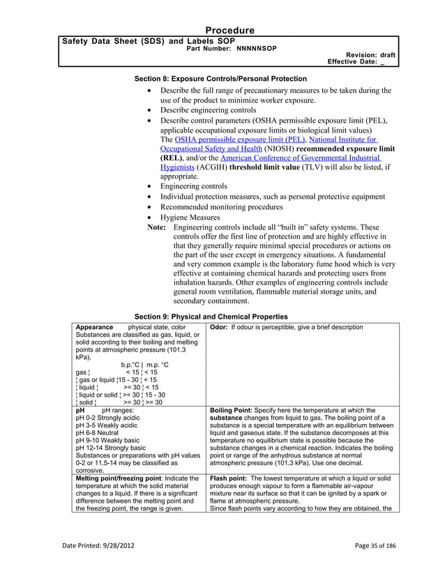MSDS SDS labelling SOP GHS of classification labelling of chem | DOC