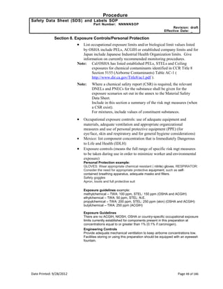 MSDS SDS labelling SOP GHS of classification labelling of chem | DOC
