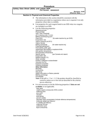MSDS SDS labelling SOP GHS of classification labelling of chem | DOC
